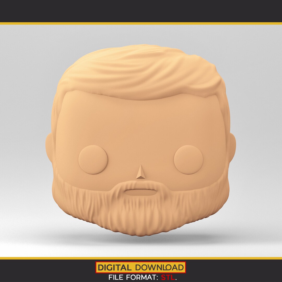 A Male Head 3D Model in the POP Style for 3D Printing. A Comb Over Hair ...