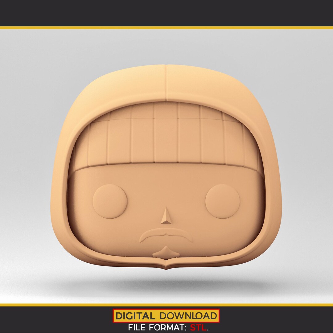 A Male Head 3D Model in the POP Style for 3D Printing. A Cap and a Hood ...