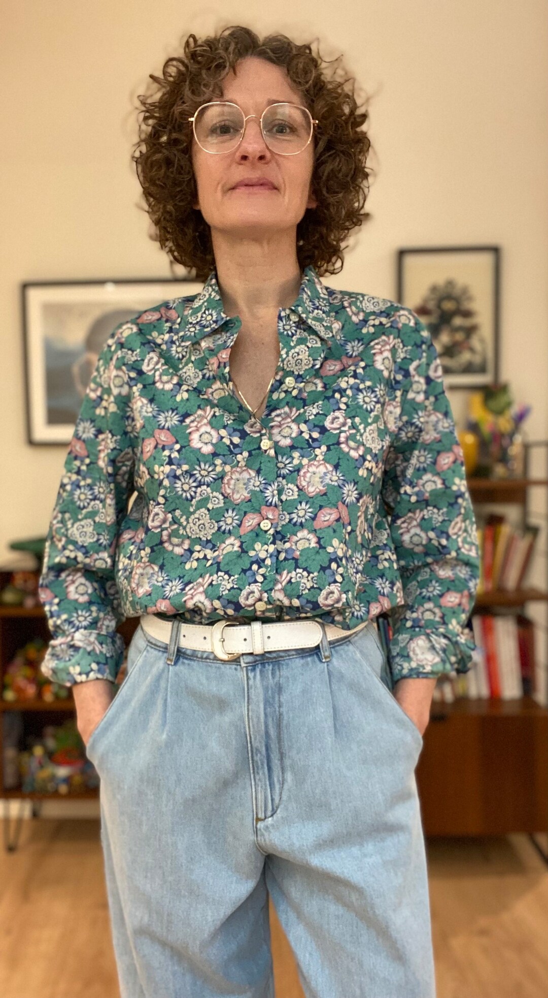 Cacharel Liberty Blouse Vintage 1980 Cotton Green Blue Pink Floral ...