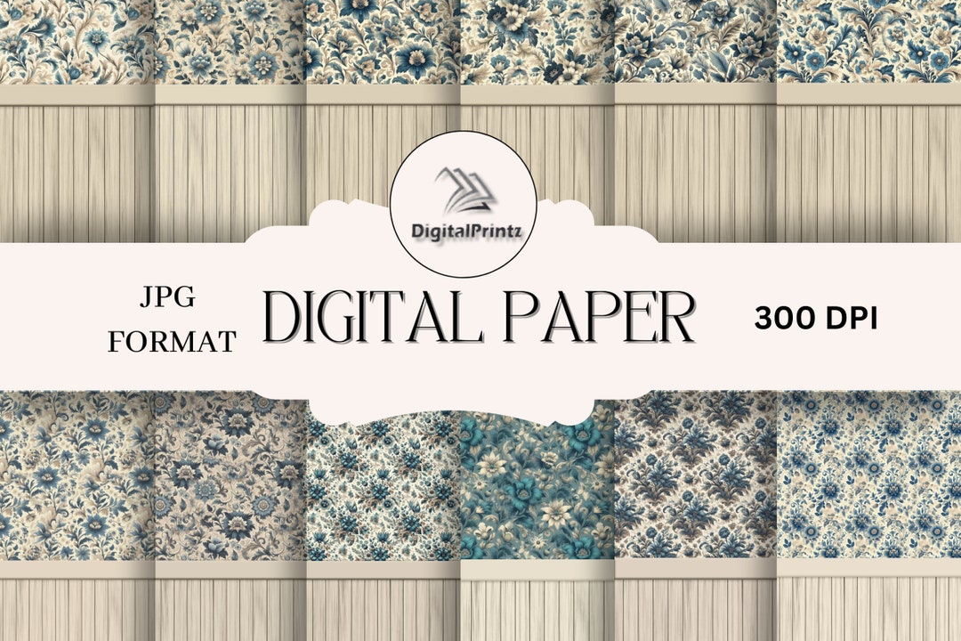 12 Vintage Floral Wall Papers/printable Digital Paper/scrapbooking ...