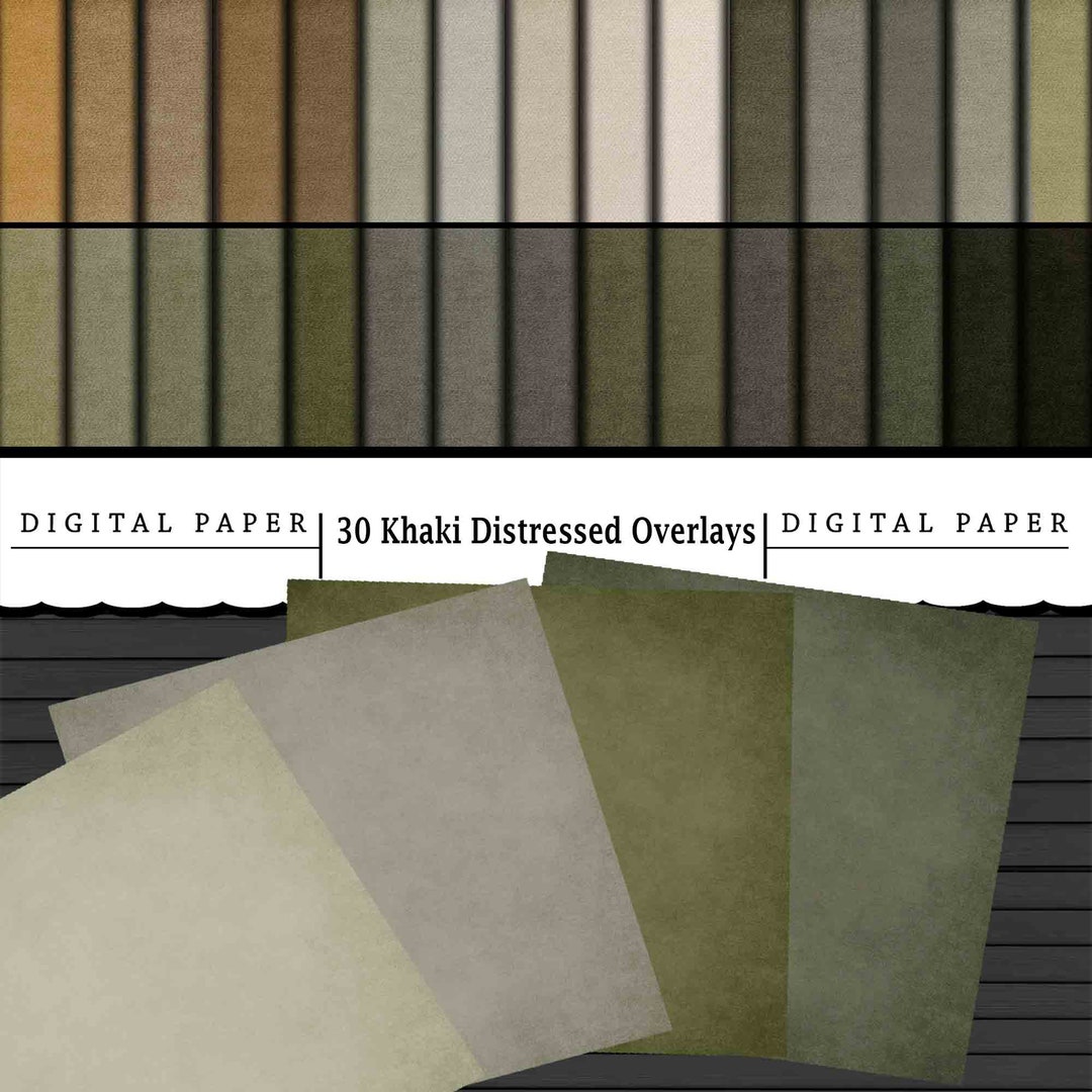 30 Khaki Distressed Overlays, Photography, Digital Scrapbooking Paper ...