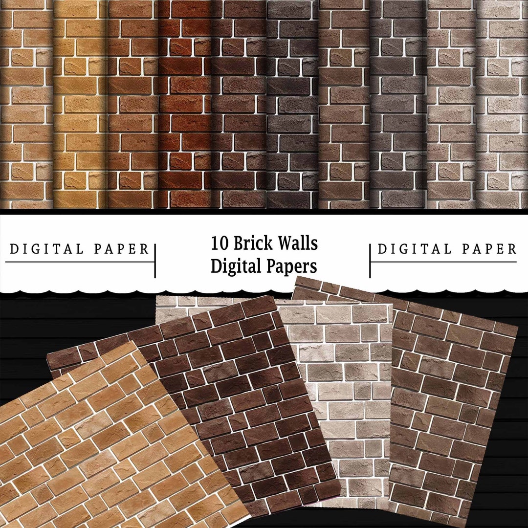 10 Digital Brick Wall Digital Papers/printable Digital Paper ...
