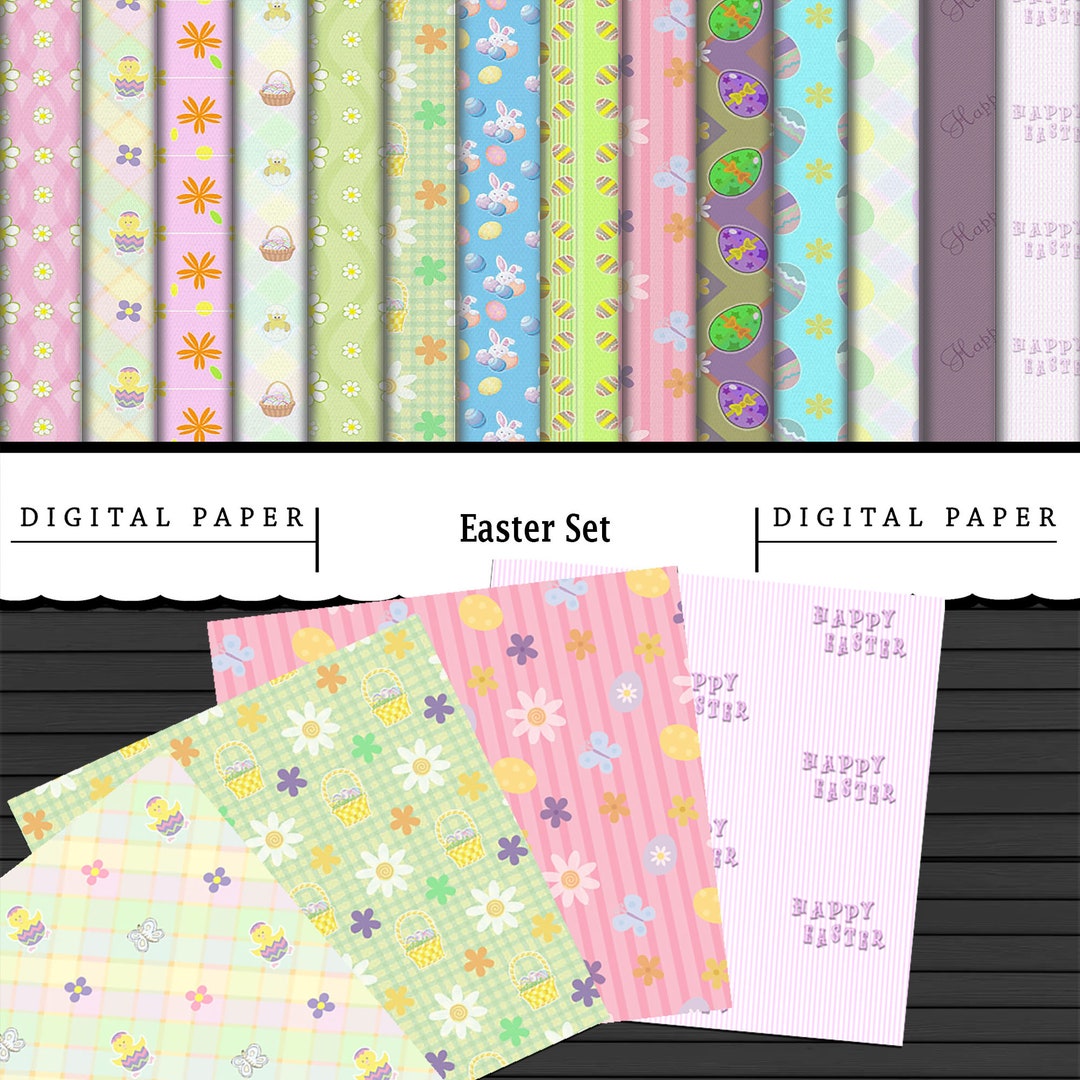 Spring Easter Egg Digital Paper Set: Scrapbook & Decoupage (digital ...