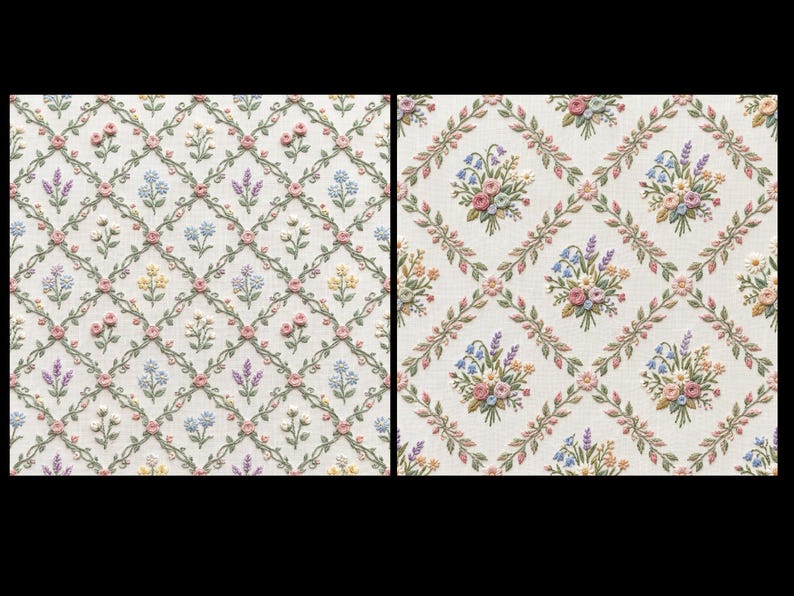 Floral Embroidered Digital Paper Pack, 12x12 Scrapbook Backgrounds ...