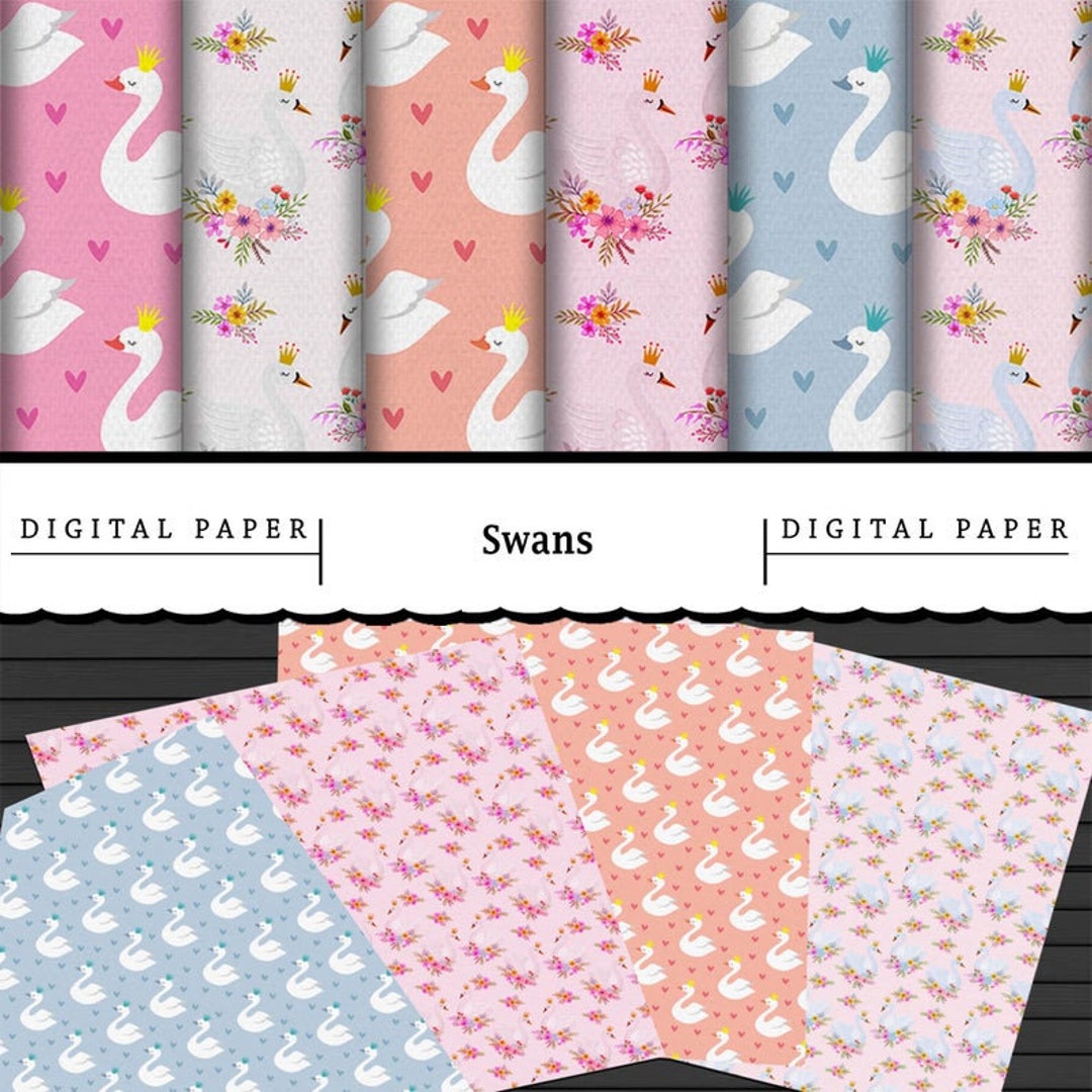 18 Digital Swan Papers /printable Digital Sheets /scrapbooking ...
