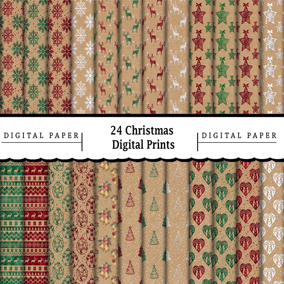 24 Digital Christmas Papers/printable Digital Paper/scrapbooking/print ...