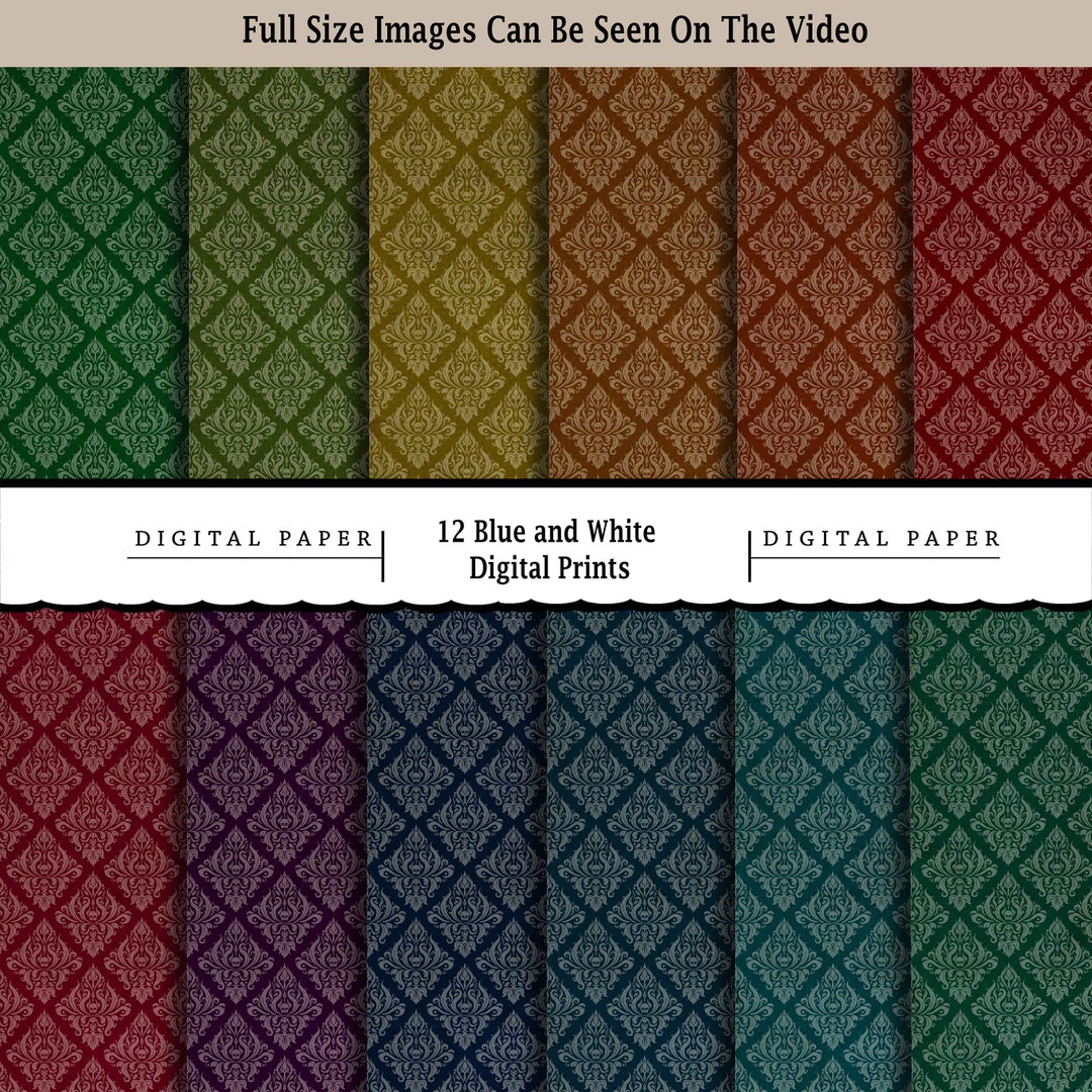 12 Dark Damask Printable Digital Papers/printable Digital Paper ...