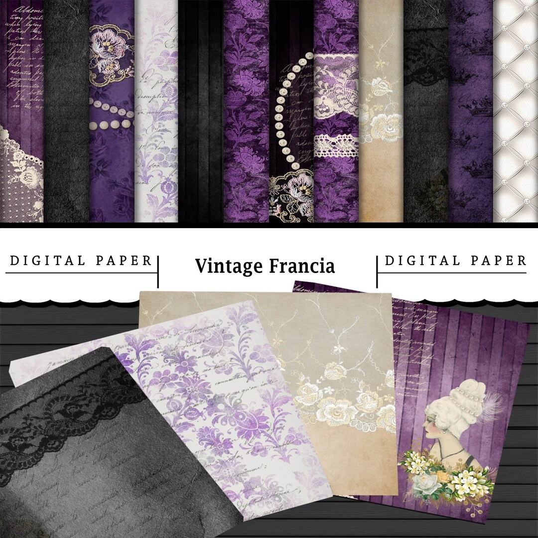 12 Vintage Francia Papers/printable Digital Paper/scrapbooking ...