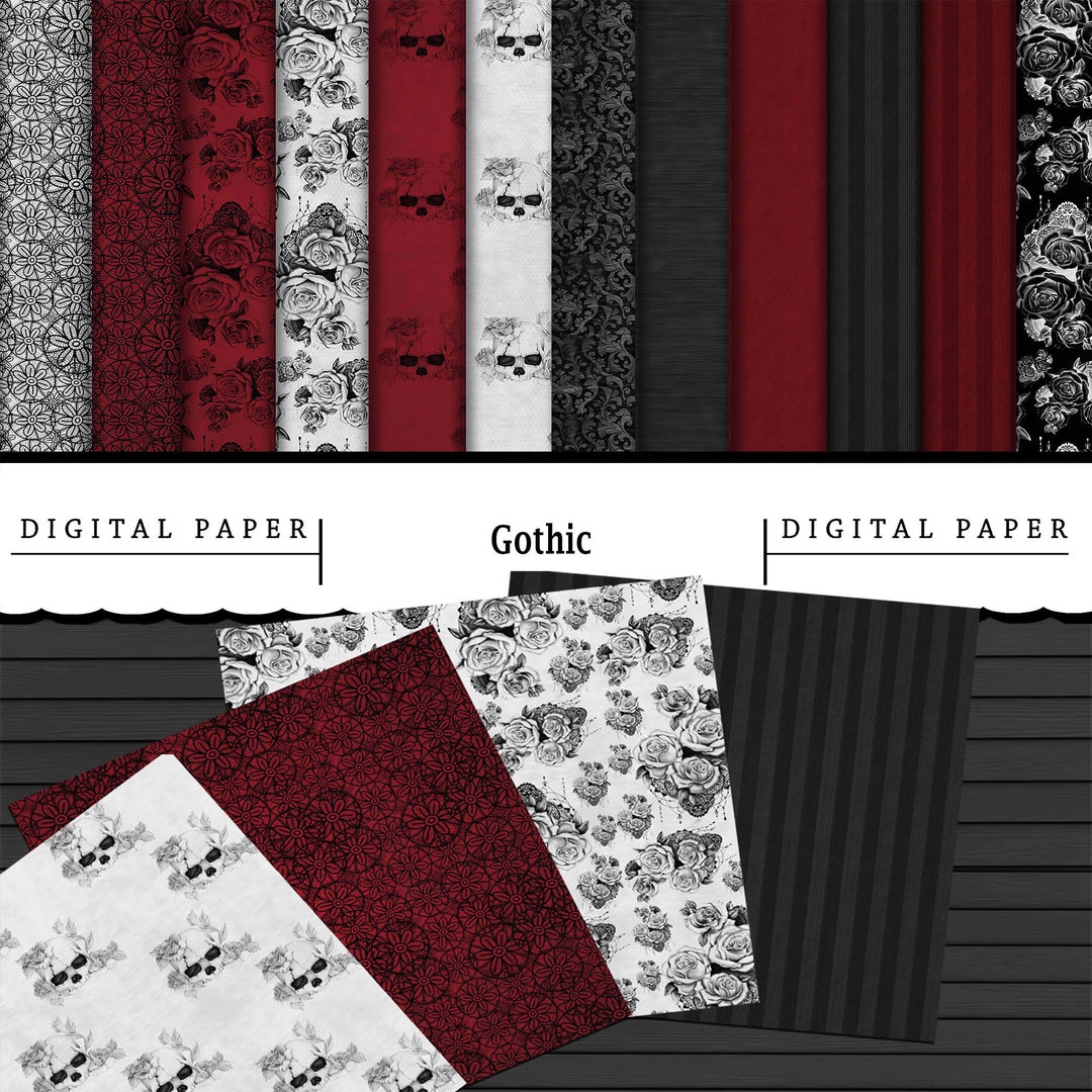 12 Digital Gothic Papers/printable Digital Paper/scrapbooking ...