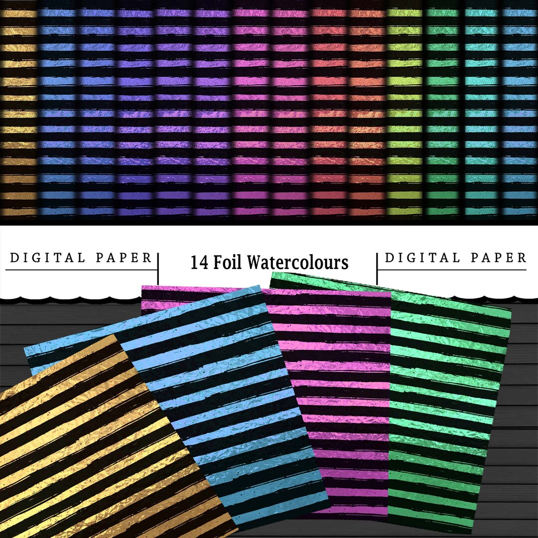 14 Foil Watercolour Papers/printable Digital Paper/scrapbooking/print ...