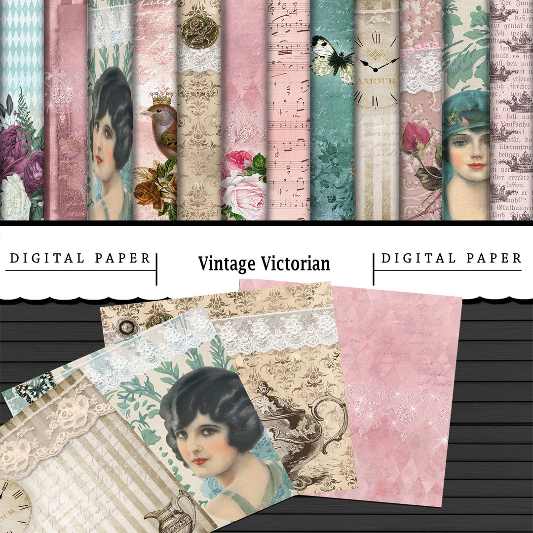 12 Vintage Victorian Papers/printable Digital Paper/scrapbooking ...