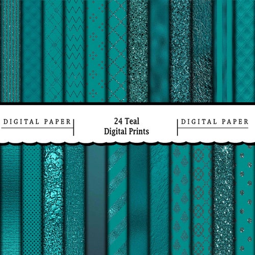 Teal and Silver Art Deco Digital Paper Seamless Deco Patterns | Etsy