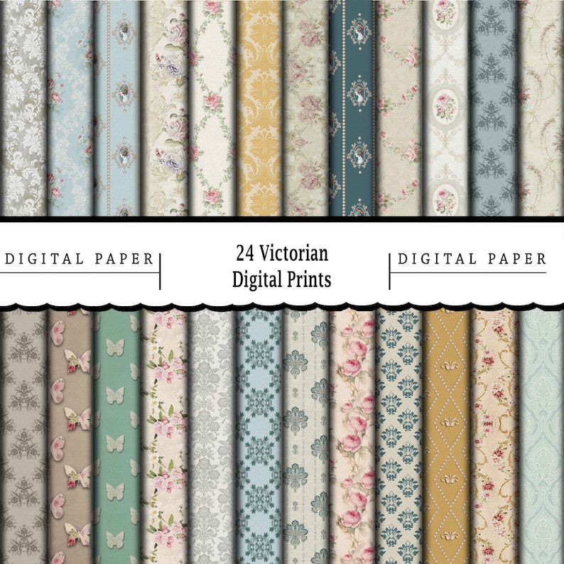 24 Vintage Victorian Papers/printable Digital - Etsy