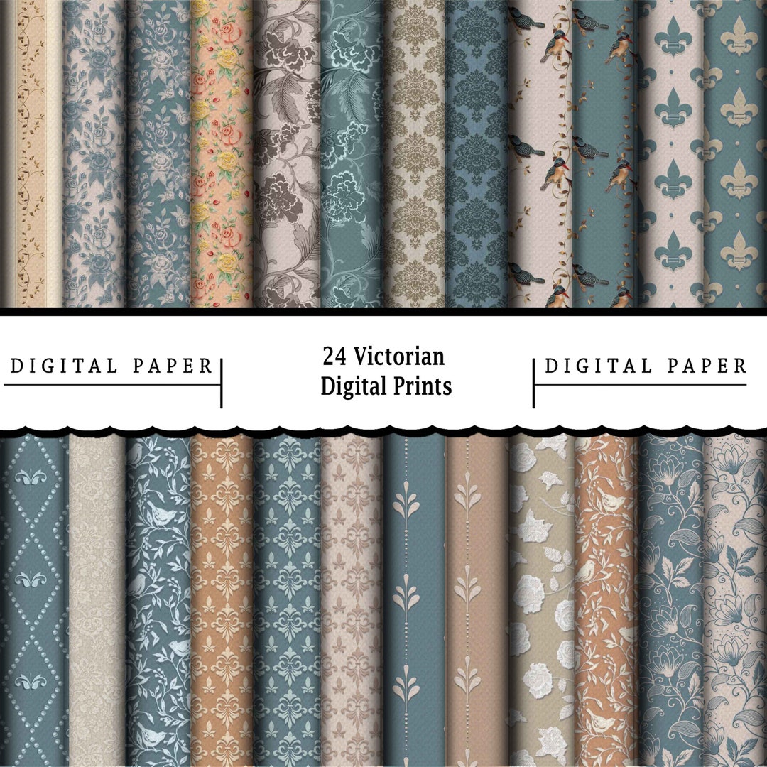 24 Vintage Victorian Papers/printable Digital Paper/scrapbooking ...