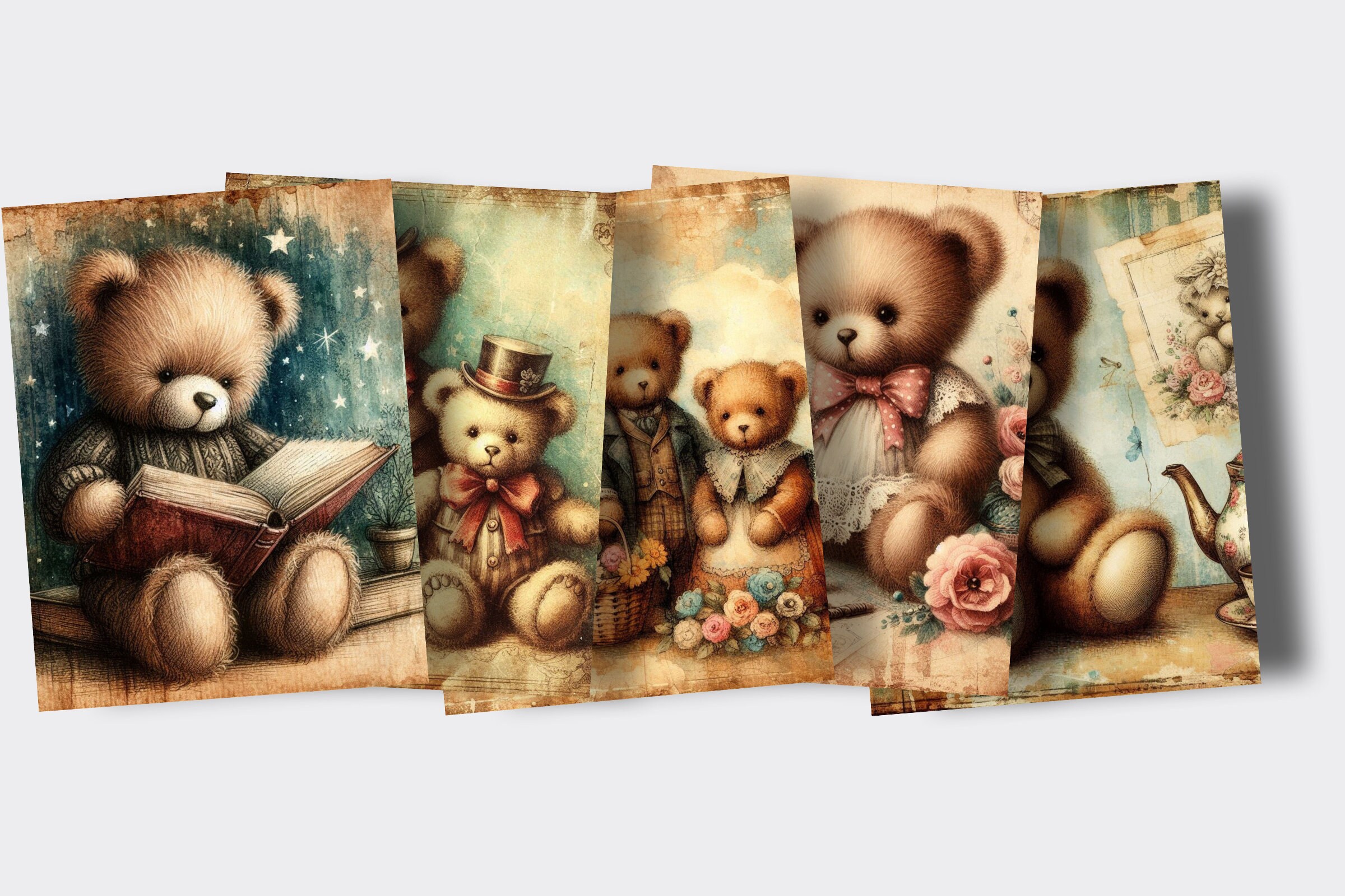 Vintage Teddy Bear Digital Paper: Antique Background (JPG Format) - Etsy