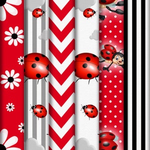 12 Ladybug Digital Papers/red Ladybug Papers/insects/sweet Ladybug ...
