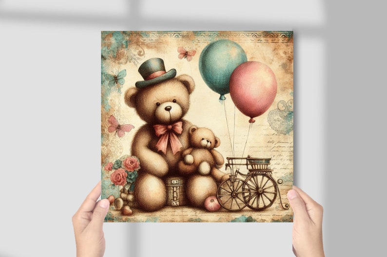Vintage Teddy Bear Digital Paper: Antique Background (JPG Format) - Etsy