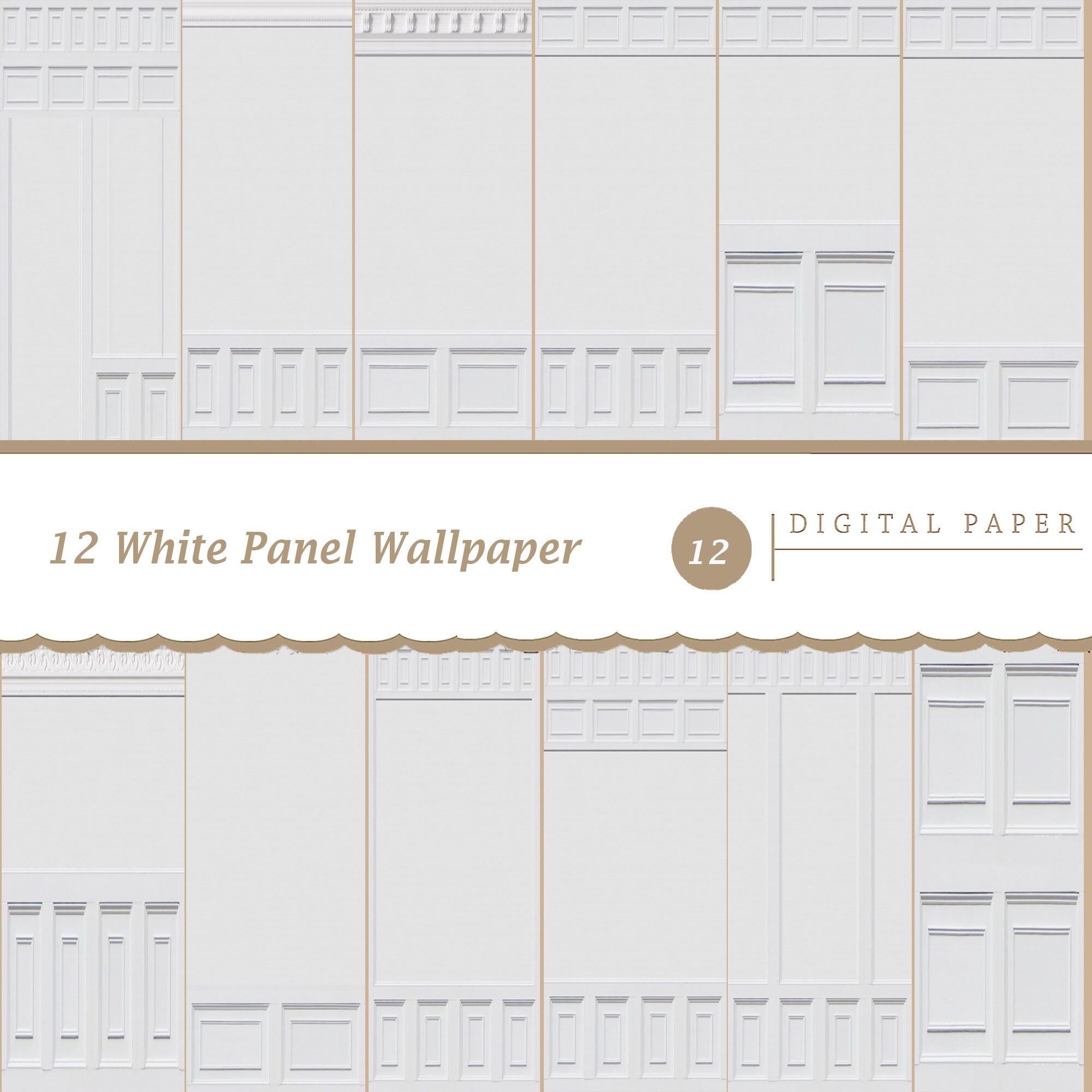 12 Digital White Panel Papers/Printable Digital | Etsy