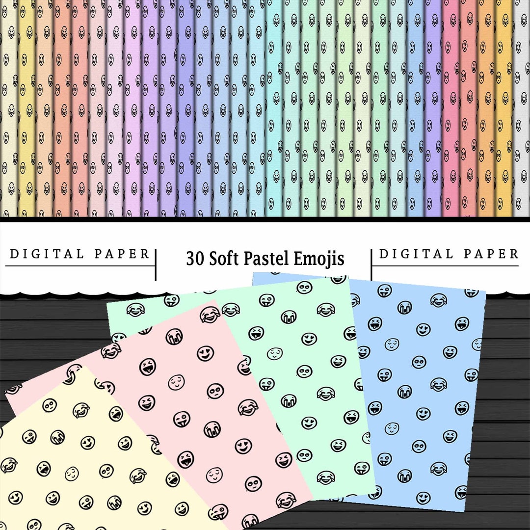 30 Seamless Soft Pastel Emoji Digital Papers/printable Digital Paper ...