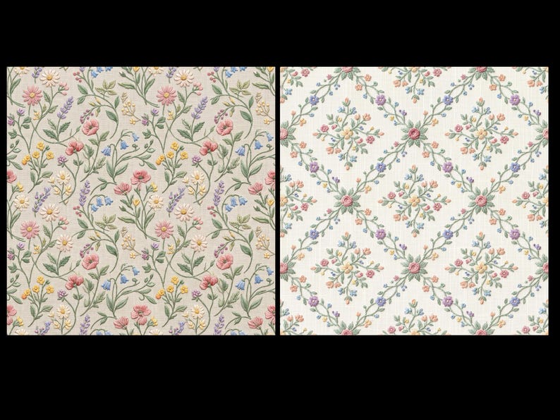 Floral Embroidered Digital Paper Pack, 12x12 Scrapbook Backgrounds ...