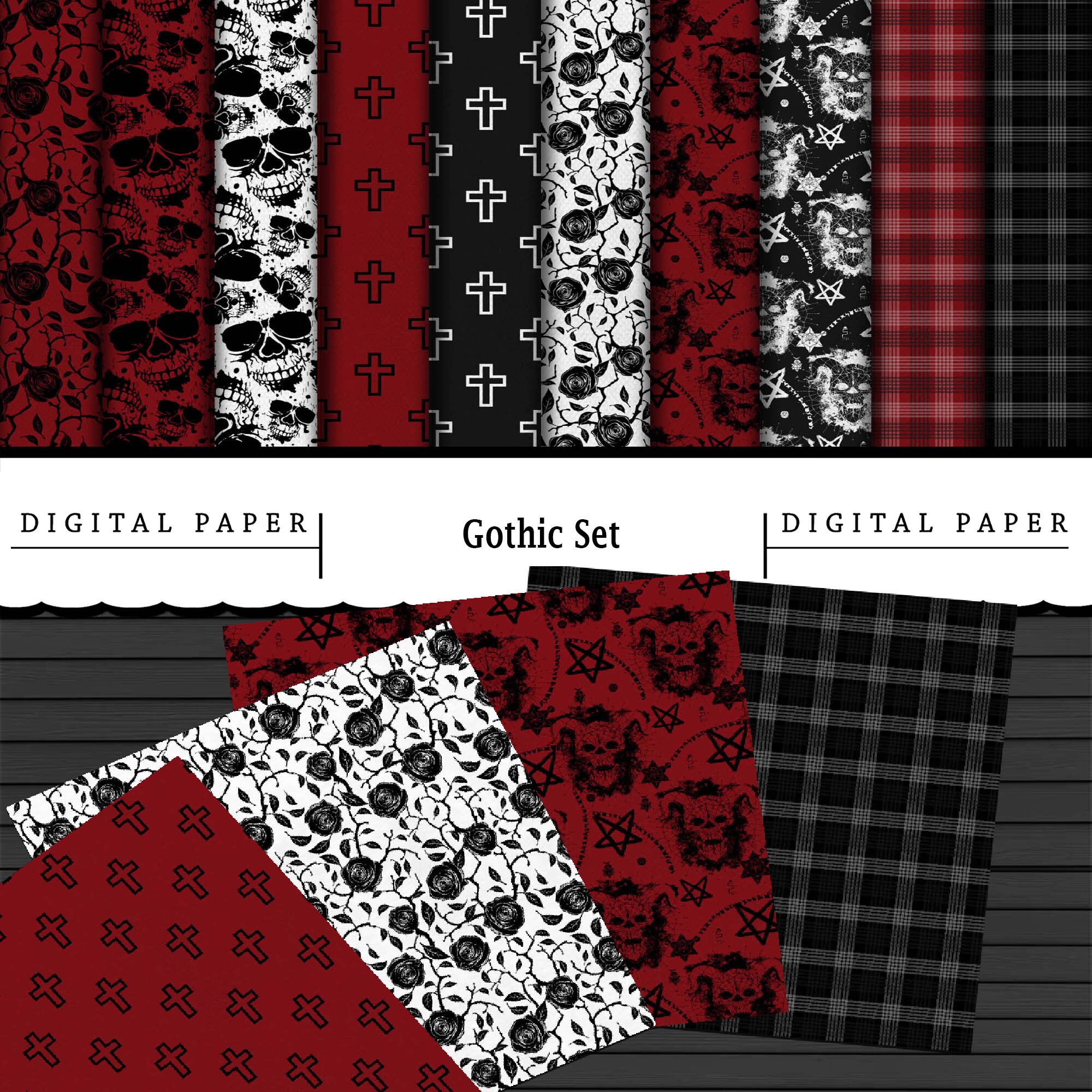 10 Digital Gothic Papers/Printable Digital | Etsy