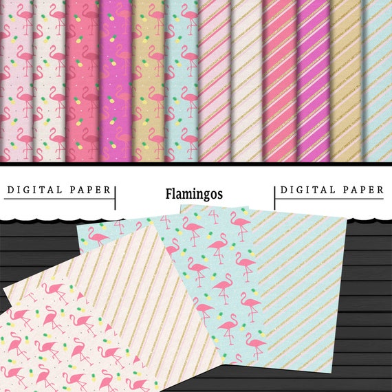 12 Digital Flamingo Papers /printable Digital Sheets - Etsy