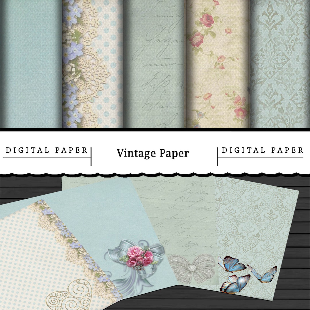10 Blue Vintage Papers/printable Digital Paper/scrapbooking/papercraft ...