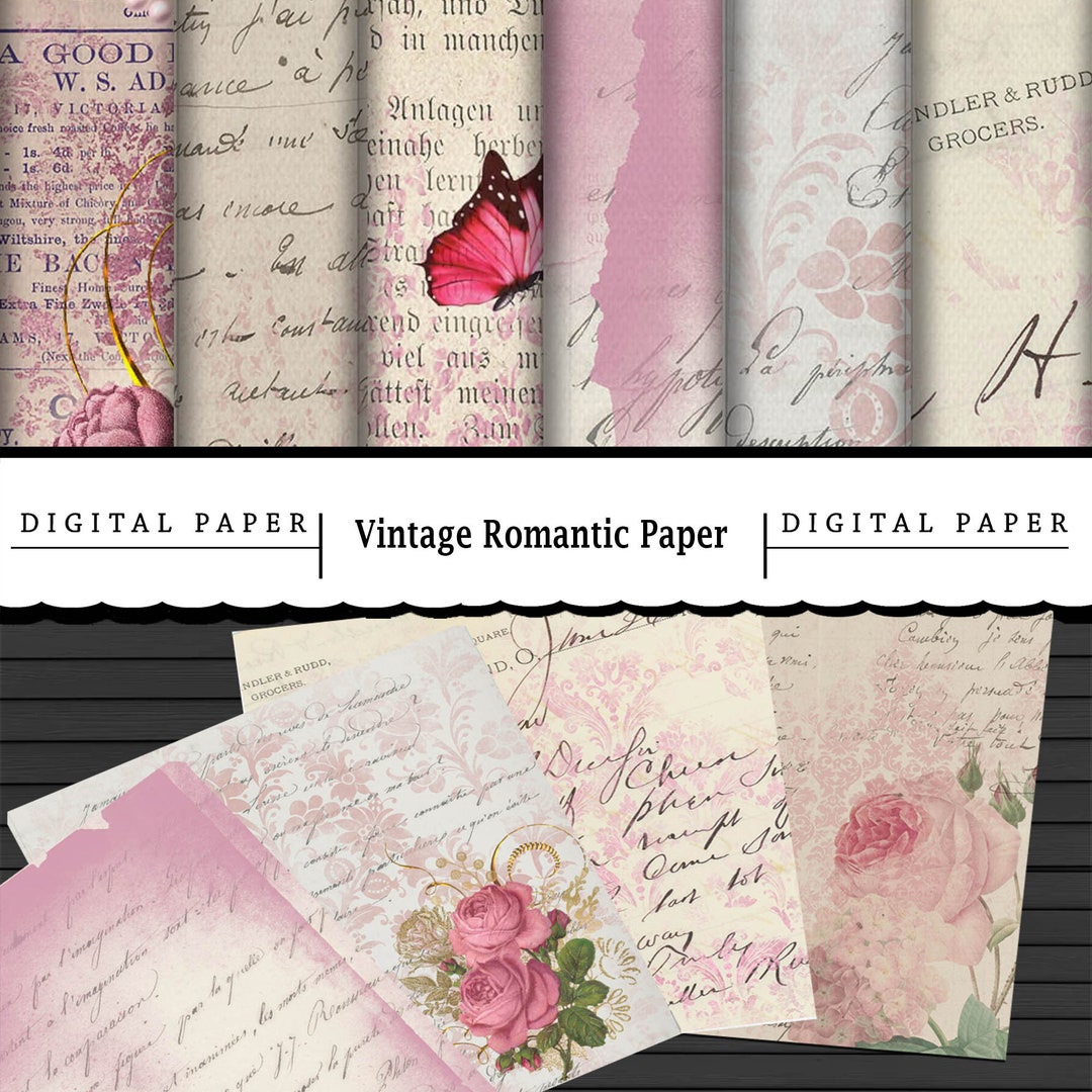 12 Digital Vintage Romantic Paper/printable Digital Sheets ...