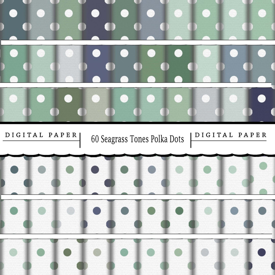 Instant Downloads** 60 Seamless Seagrass Green-blue Polka Dot Digital ...