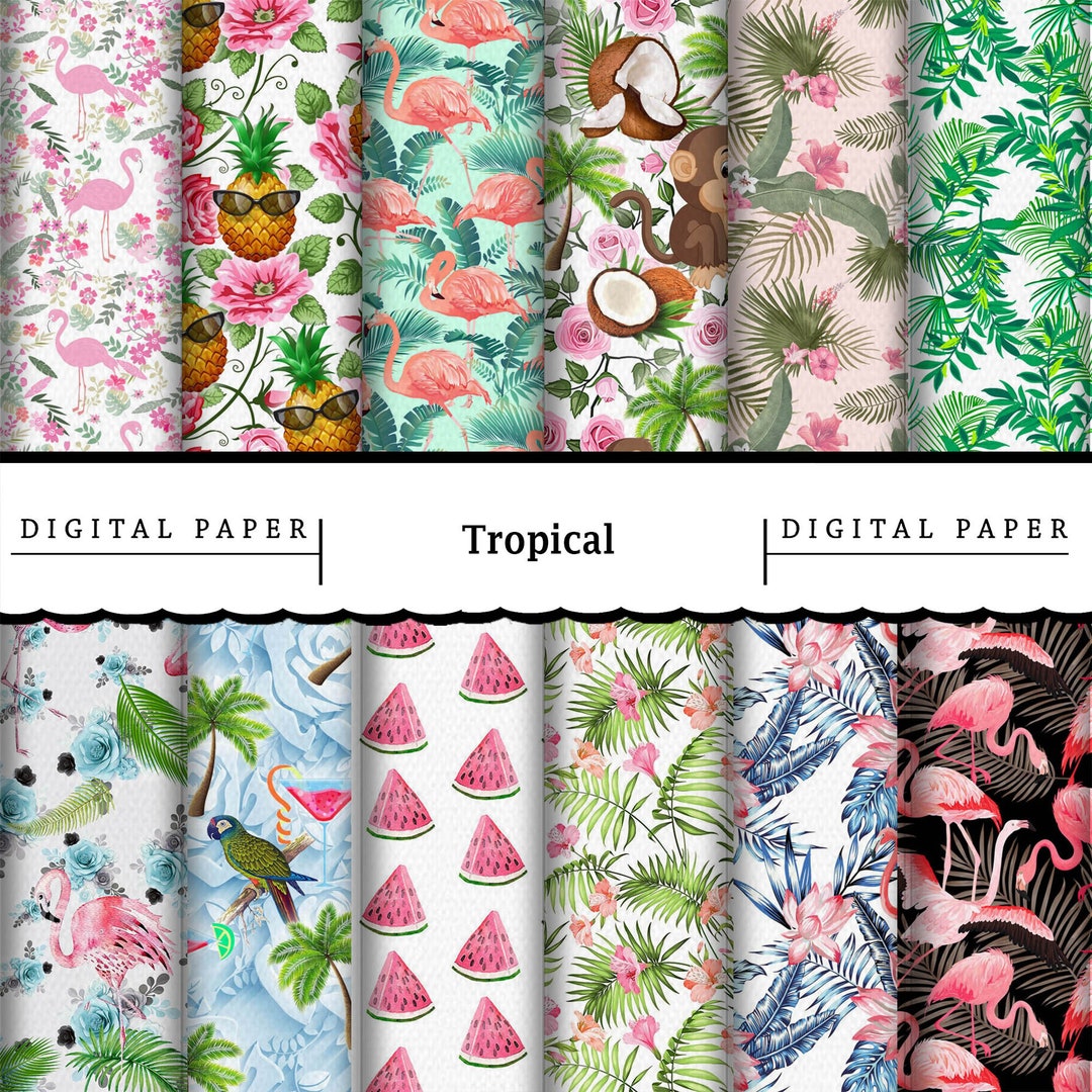 INSTANT Download/12 Digital Tropical Papers/printable Digital Sheets ...