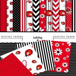 12 Ladybug Digital Papers/red Ladybug Papers/insects/sweet Ladybug ...