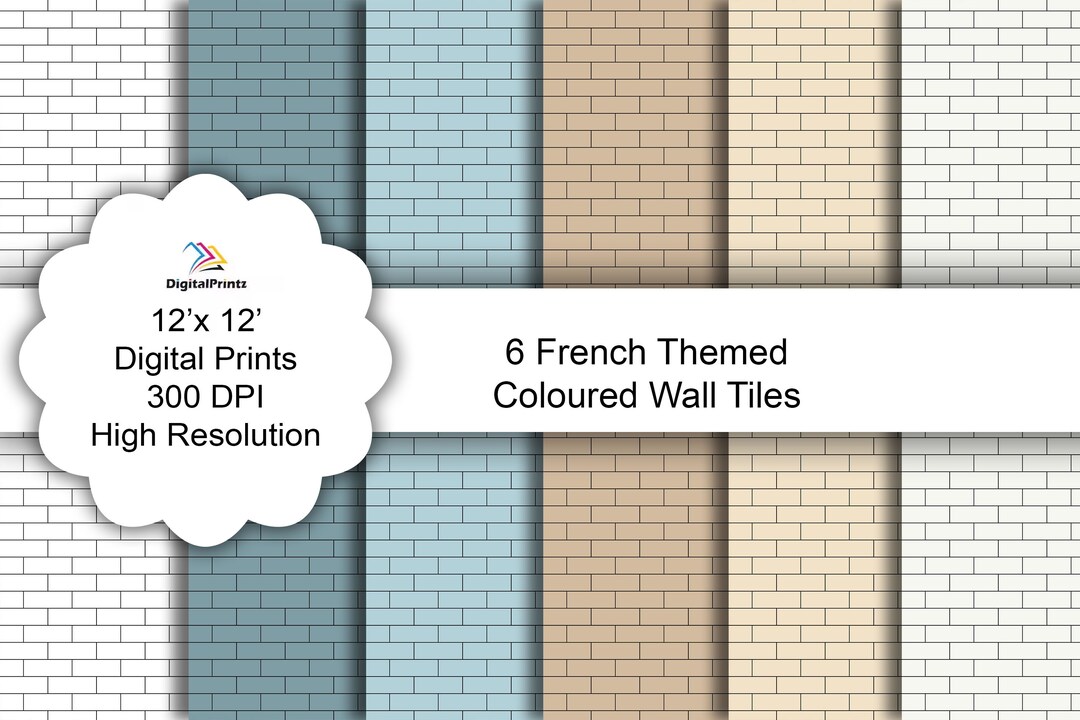 6 French Blue Wall Tile Papers/printable Digital Paper/scrapbooking ...