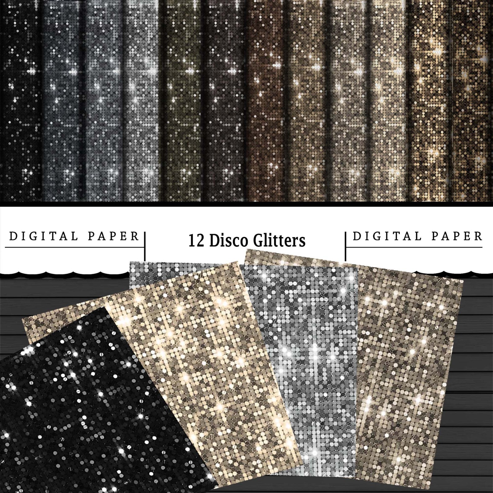 Instant Download 12 Disco Sparkle Glitter Textures/printable Digital ...