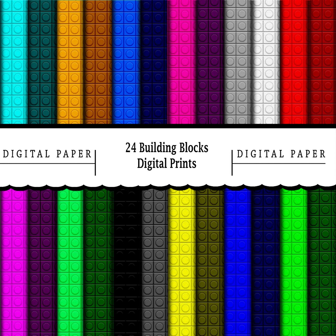24 Building Blocks Printable Patterned Digital Paper/scrapbook Paper 12 ...