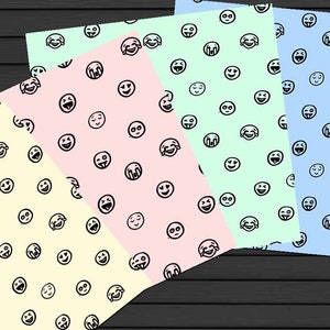 30 Seamless Soft Pastel Emoji Digital Papers/printable Digital Paper ...