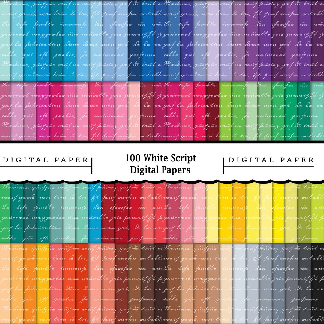 100 Handwriting Digital Papers: 12x12 Scrapbook Paper (300 DPI ...
