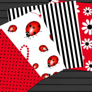 12 Ladybug Digital Papers/red Ladybug Papers/insects/sweet Ladybug ...