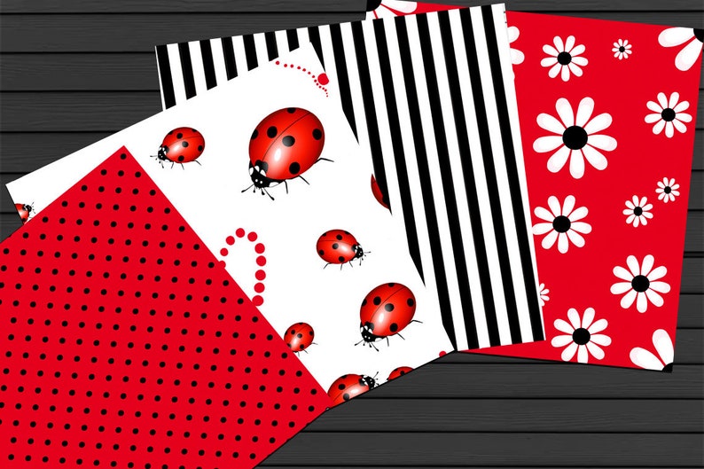 12 Ladybug Digital Papers/red Ladybug Papers/insects/sweet | Etsy