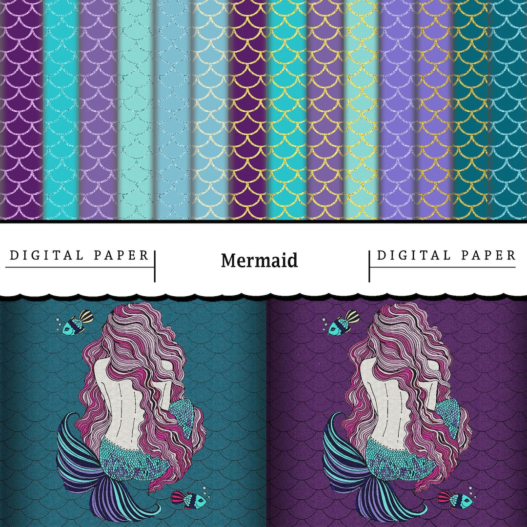 20 Printable Mermaid Scales/printable Digital Paper/scrapbooking ...