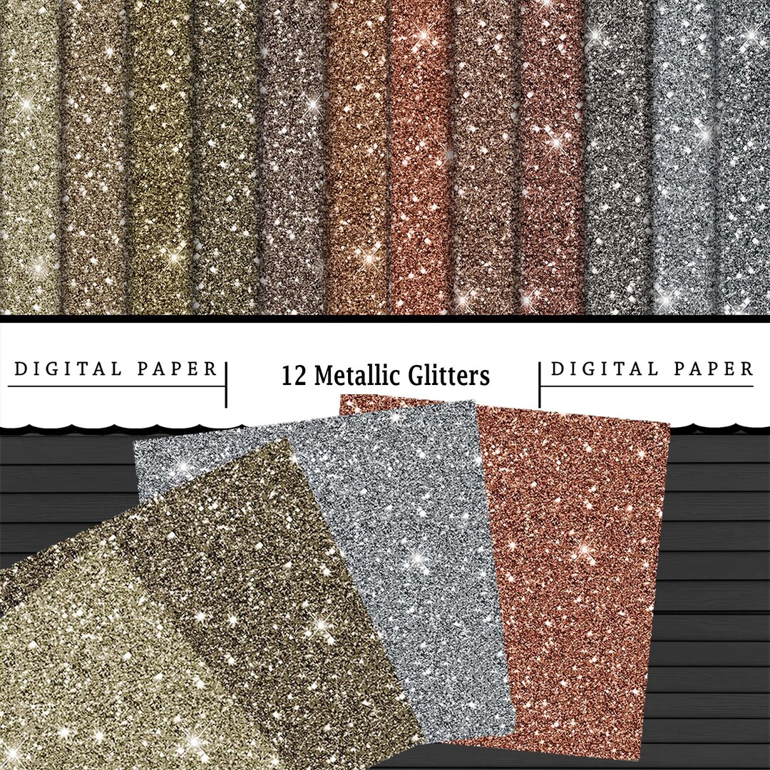 12 Metallic Glitter Textures/sparkles/printable Digital Paper ...