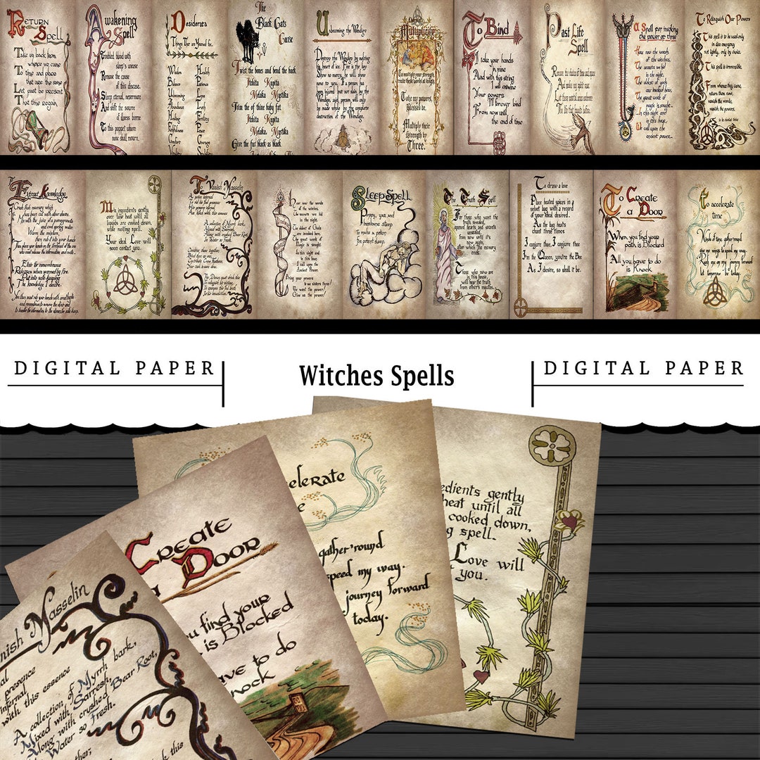 19 Witches Spells Digital Papers/printable Digital Paper/scrapbooking ...