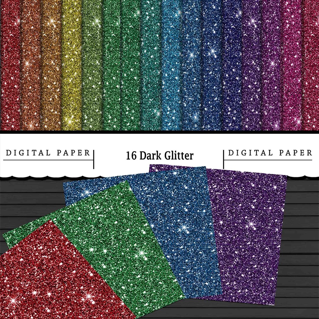 Dark Sparkle Glitter Textures: 16 Printable Digital Papers (digital ...