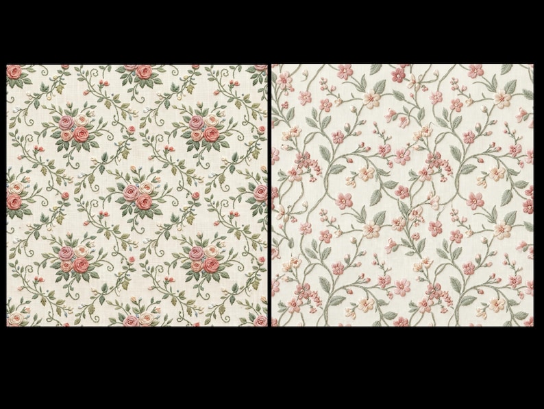 Floral Embroidered Digital Paper Pack, 12x12 Scrapbook Backgrounds ...