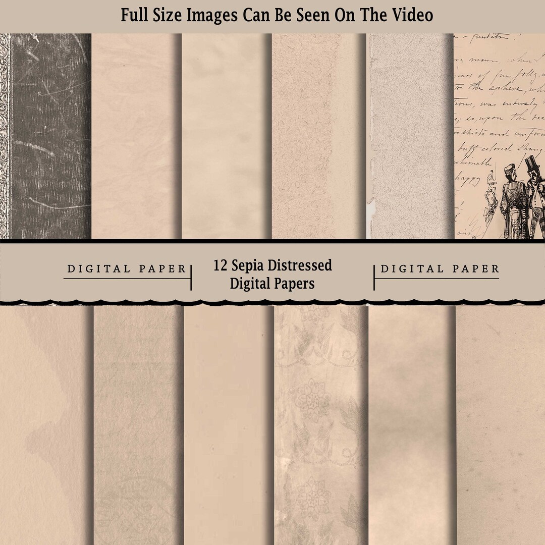 12 Vintage Sepia Papers/printable Digital Paper/scrapbooking/papercraft ...