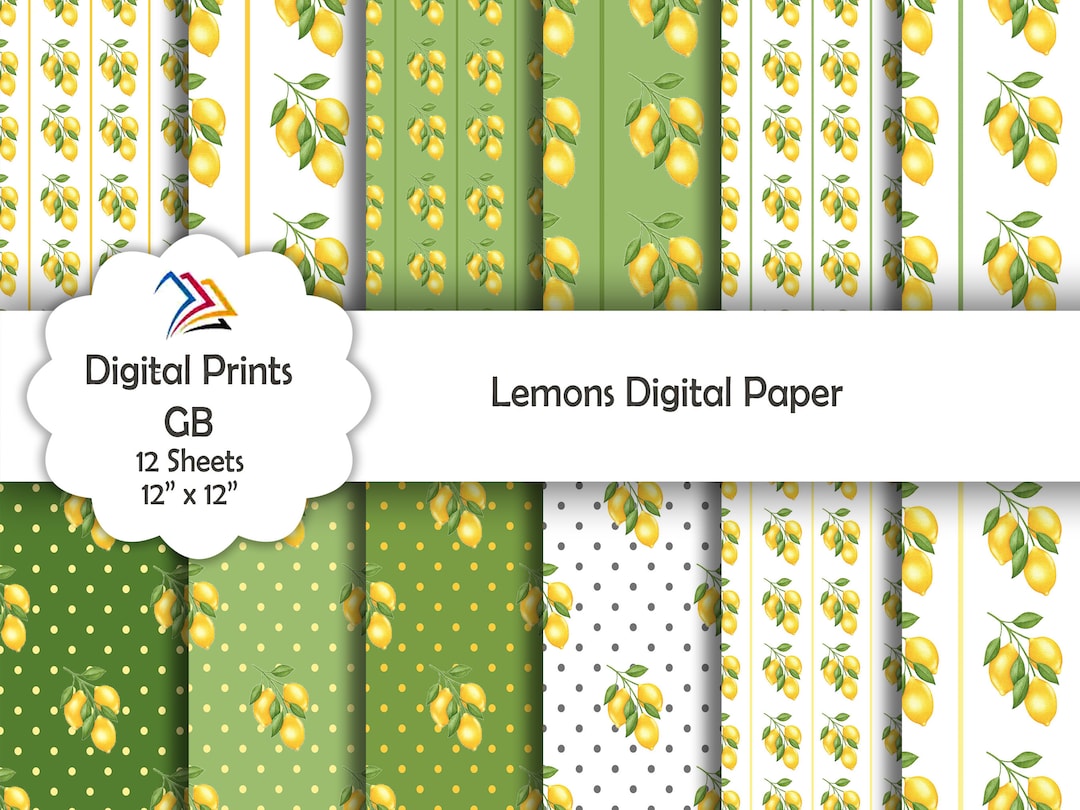 12 Lemon Style Digital Papers/printable Digital Paper/scrapbooking ...