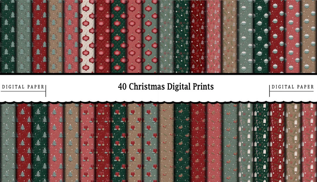 40 Digital Christmas Papers/printable Digital Paper/scrapbooking/print ...