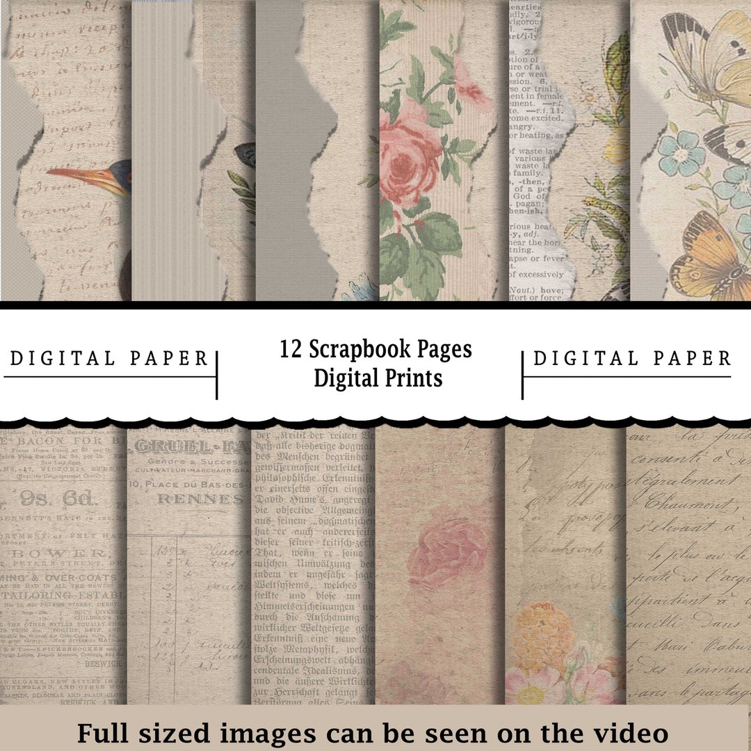 12 Vintage Scrapbook Papers/printable Digital Paper/scrapbooking ...