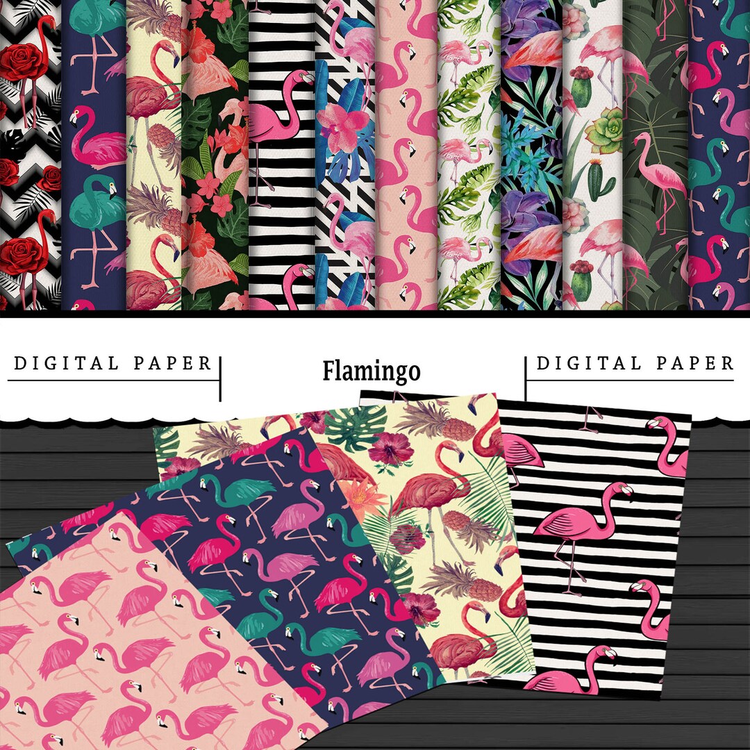 Flamingo Digital Paper: Scrapbook Papercraft Sheets (digital Download ...