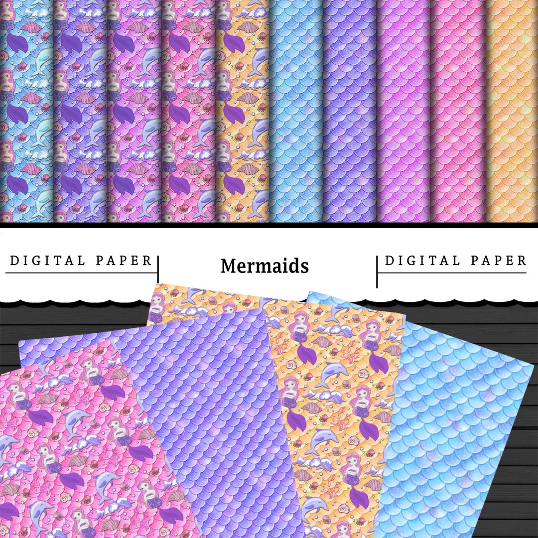 10 Printable Mermaid Scales/printable Digital Paper/scrapbooking ...