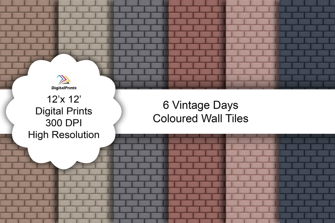 6 Victorian Days Embossed Wall Tile Papers/printable Digital Paper ...